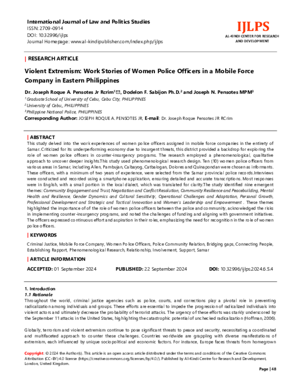 (PDF) Violent Extremism: Work Stories of Women Police Officers in a ...