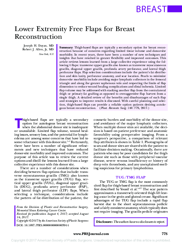 (PDF) Lower Extremity Free Flaps for Breast Reconstruction