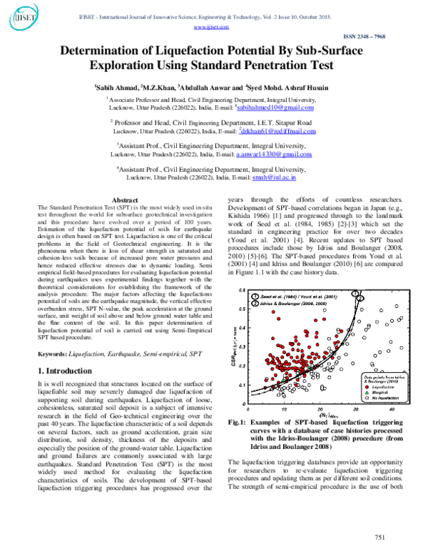 (PDF) Determination of Liquefaction Potential By Sub-Surface ...