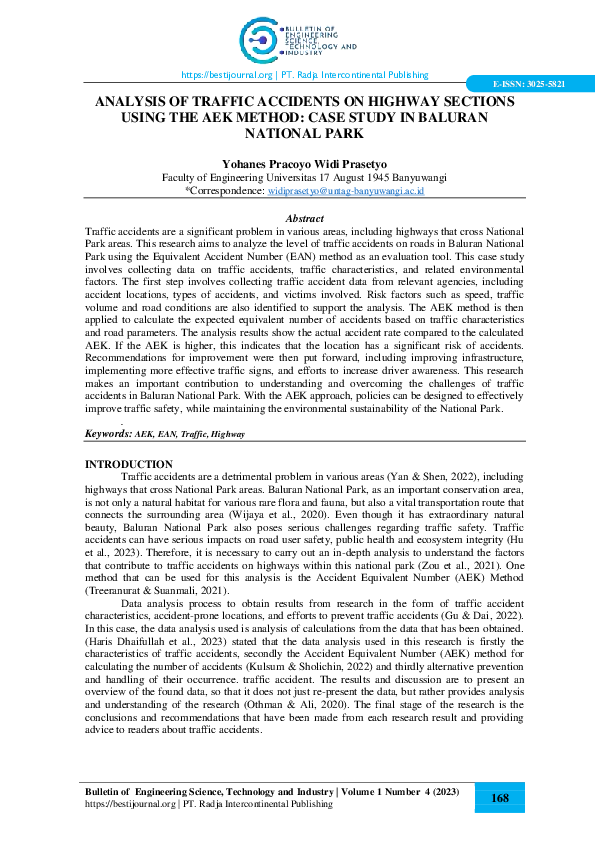 (PDF) ANALYSIS OF TRAFFIC ACCIDENTS ON HIGHWAY SECTIONS USING THE AEK ...