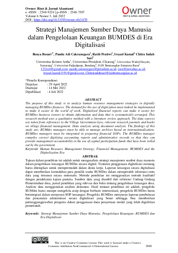 (PDF) Strategi Manajemen Sumber Daya Manusia dalam Pengelolaan Keuangan BUMDES di Era Digitalisasi