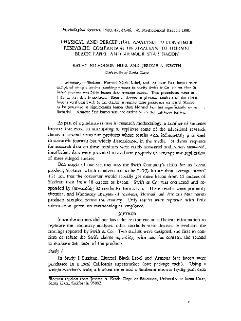 (PDF) Physical and Perceptual Analysis in Consumer Research: Comparison ...