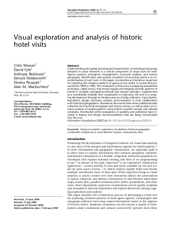 (PDF) Visual Exploration and Analysis of Historic Hotel Visits