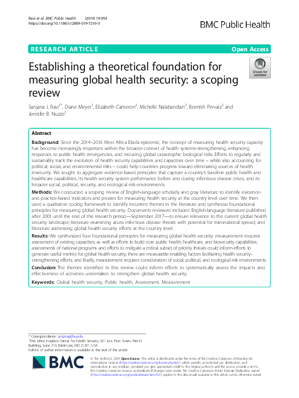 (PDF) Establishing a theoretical foundation for measuring global health ...
