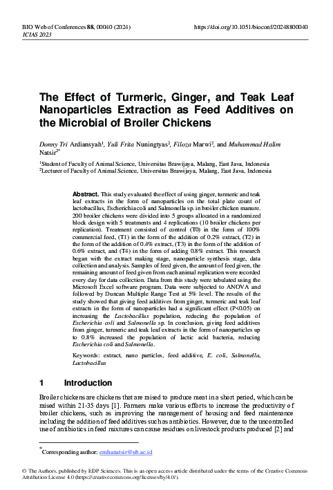 (PDF) The Effect of Turmeric, Ginger, and Teak Leaf Nanoparticles Extraction as Feed Additives ...