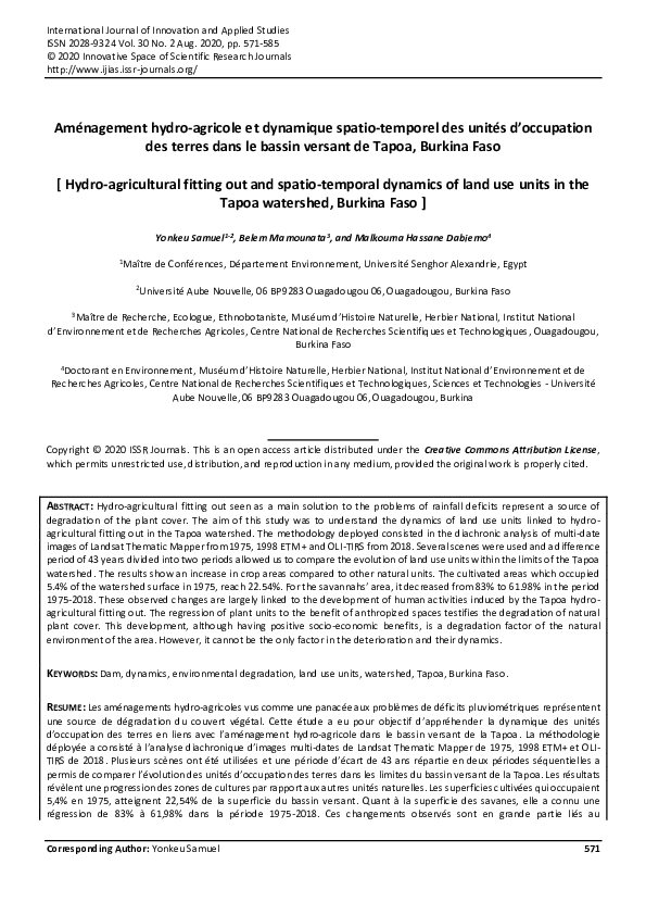 (PDF) Hydro-agricultural fitting out and spatio-temporal dynamics of ...