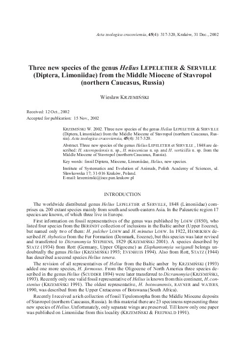 (PDF) Three new species of the genus Helius Lepeletier and Serville ...