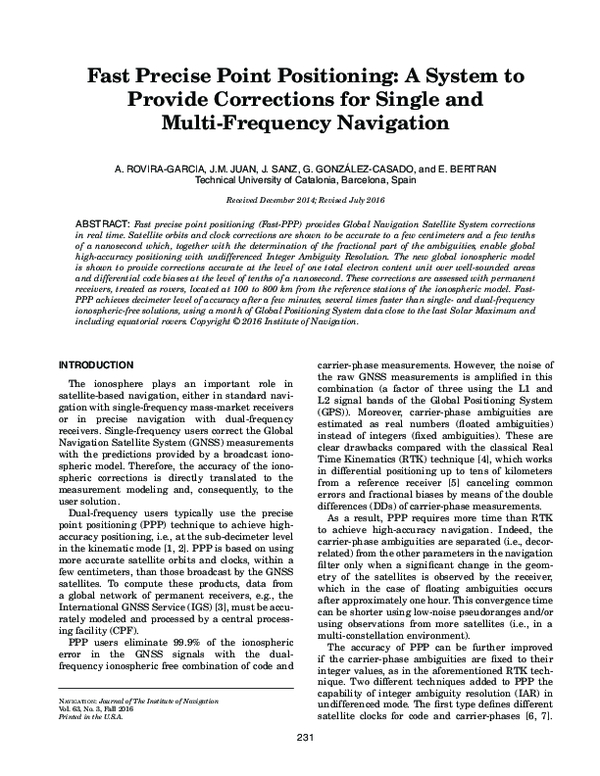 (PDF) Fast Precise Point Positioning: A System to Provide Corrections for Single and Multi ...