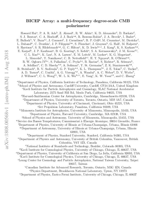 (PDF) BICEP Array: Multi-Frequency CMB Polarimeter Overview