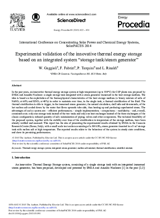 (PDF) Experimental Validation of the Innovative Thermal Energy Storage Based on an Integrated ...