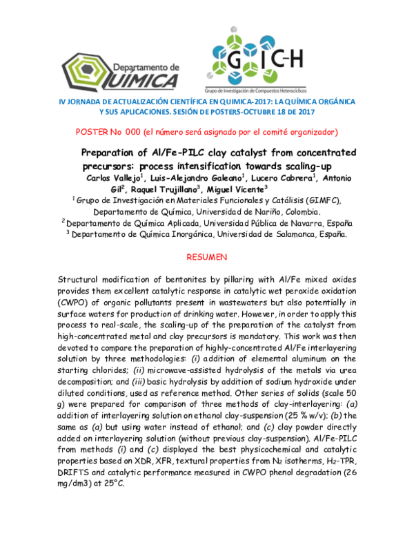 (PDF) Preparation of Al/Fe-PILC clay catalyst from concentrated ...