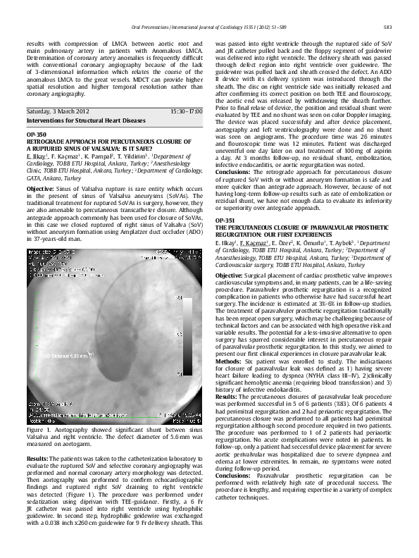 (PDF) OP-350 Retrograde Approach for Percutaneous Closure of a Ruptured ...