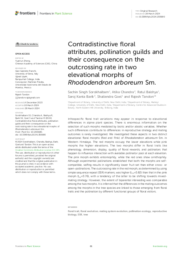 (PDF) Contradistinctive floral attributes, pollination guilds and their ...