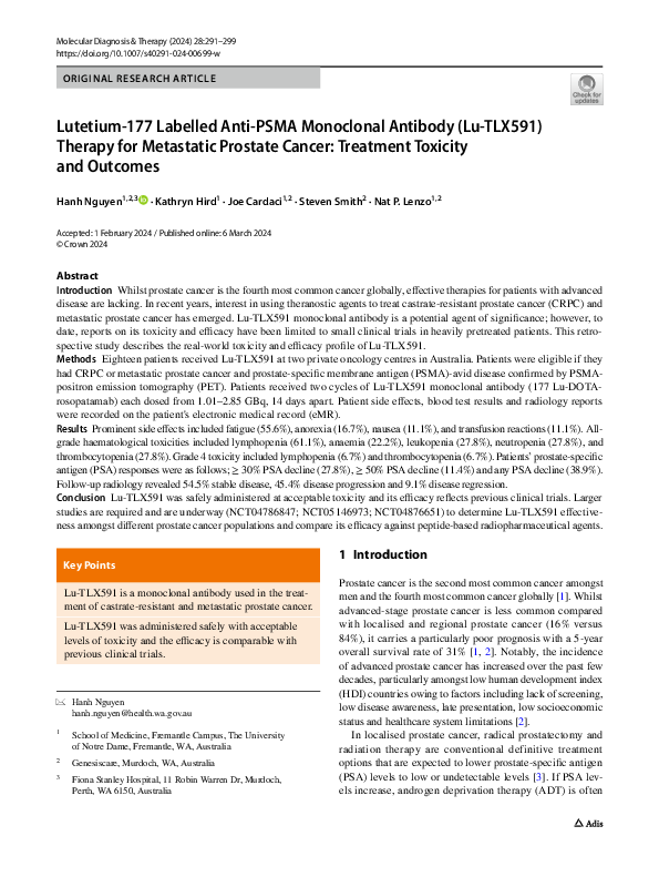 (PDF) Lutetium-177 Labelled Anti-PSMA Monoclonal Antibody (Lu-TLX591 ...