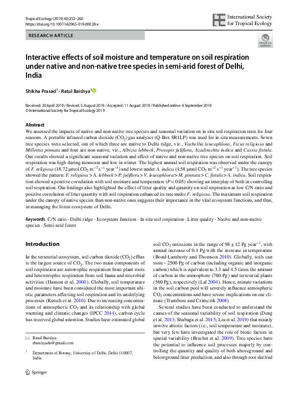 (PDF) Interactive effects of soil moisture and temperature on soil respiration under native and ...
