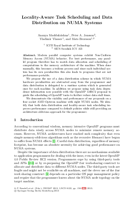 Pdf Locality Aware Task Scheduling And Data Distribution On Numa Systems