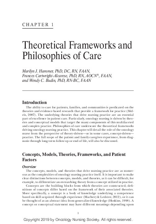 (PDF) Theoretical frameworks and philosophies of care