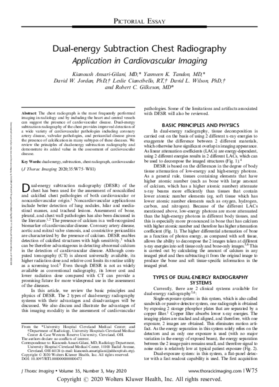 (PDF) Dual-energy Subtraction Chest Radiography