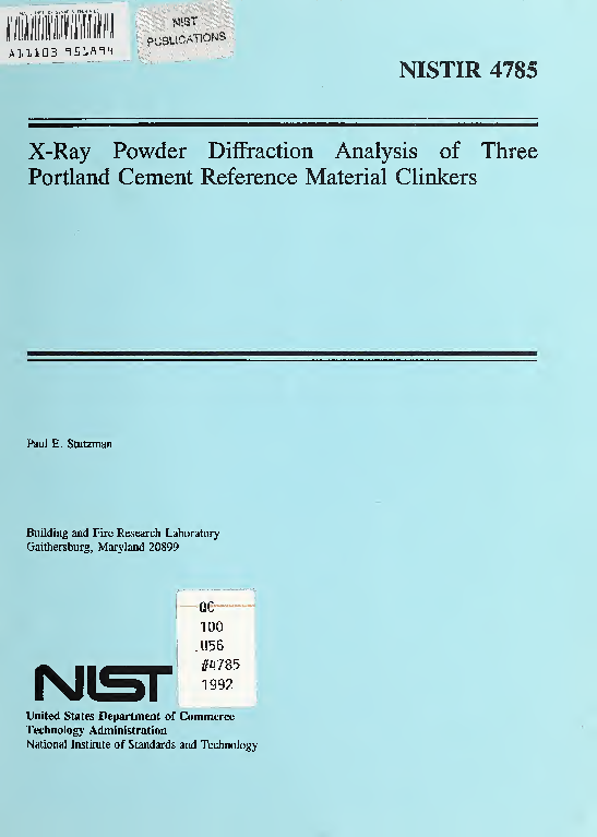 (PDF) X-ray powder diffraction analysis of three portland cement reference material clinkers