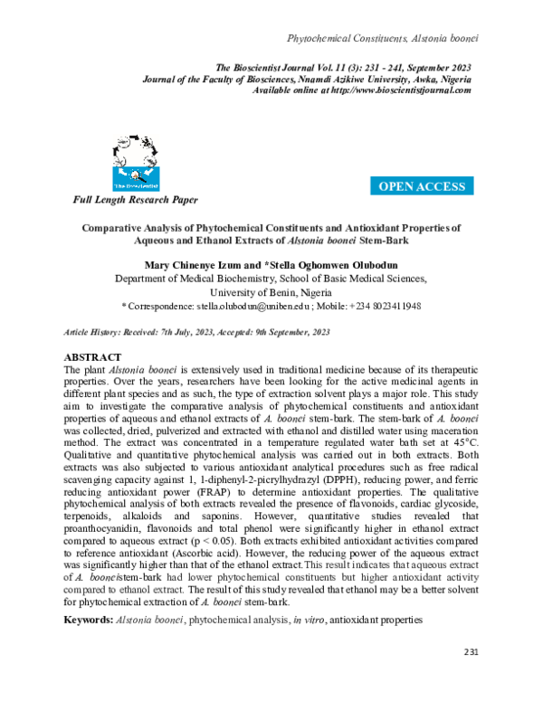 (PDF) Comparative Analysis of Phytochemical Constituents and Antioxidant Properties of Aqueous ...
