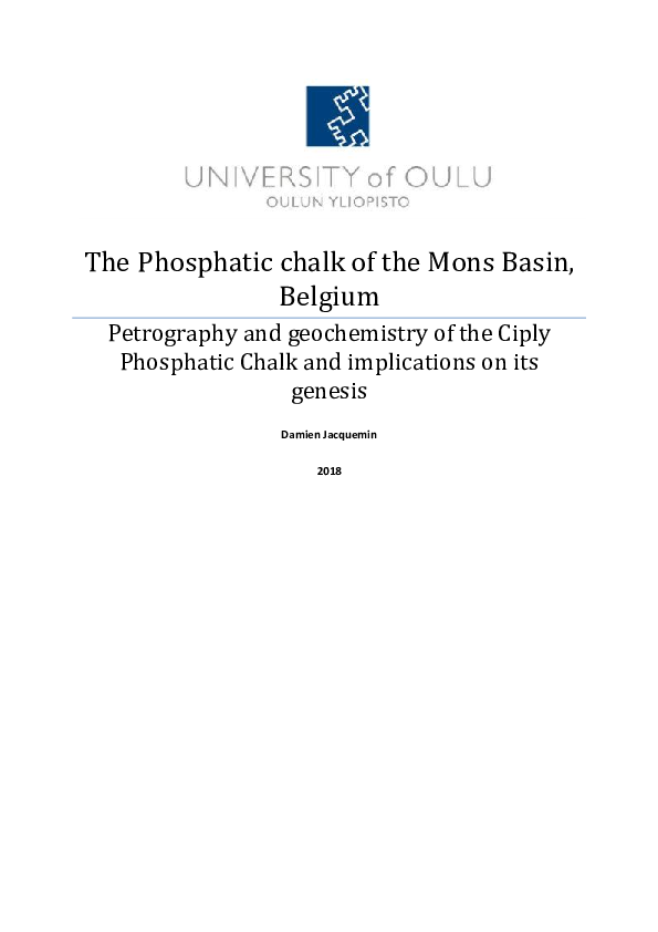 (PDF) The Phosphatic chalk of the Mons Basin, Belgium : petrography and ...