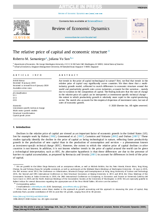 (PDF) The relative price of capital and economic structure