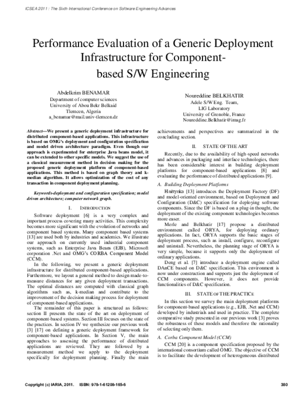 (PDF) Generic Deployment Infrastructure for Component-based Applications