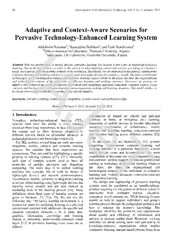 (PDF) Adaptive and context-aware scenarios for pervasive technology-enhanced learning system ...