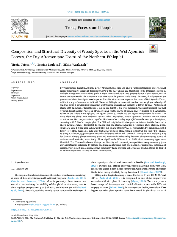 (PDF) Composition and Structural Diversity of Woody Species in the Wof ...