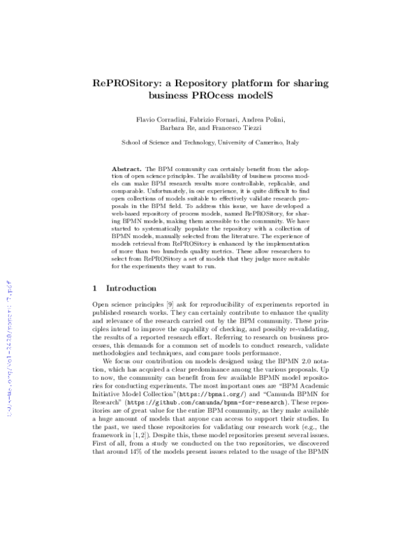RePROSitory: a Repository Platform for Sharing Business PROcess modelS