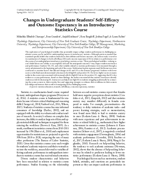 (PDF) Changes in Undergraduate Students’ Self-Efficacy and Outcome ...