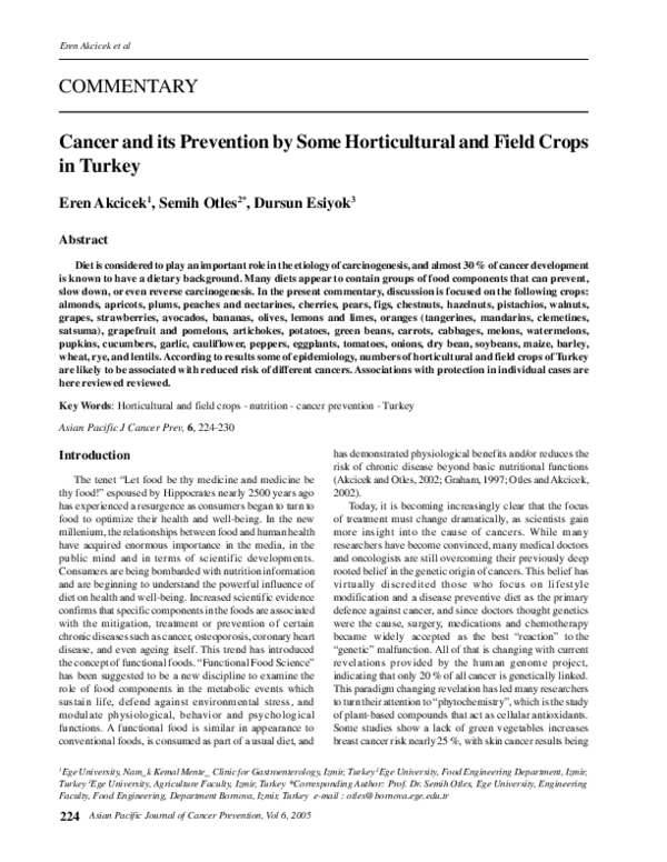 (PDF) Cancer and its prevention by some horticultural and field crops ...