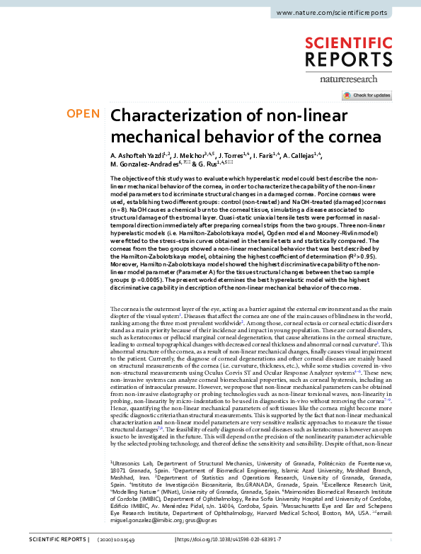 (PDF) Characterization of non-linear mechanical behavior of the cornea