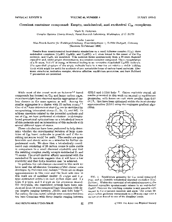 (PDF) Covalent container compound: Empty, endohedral, and ...