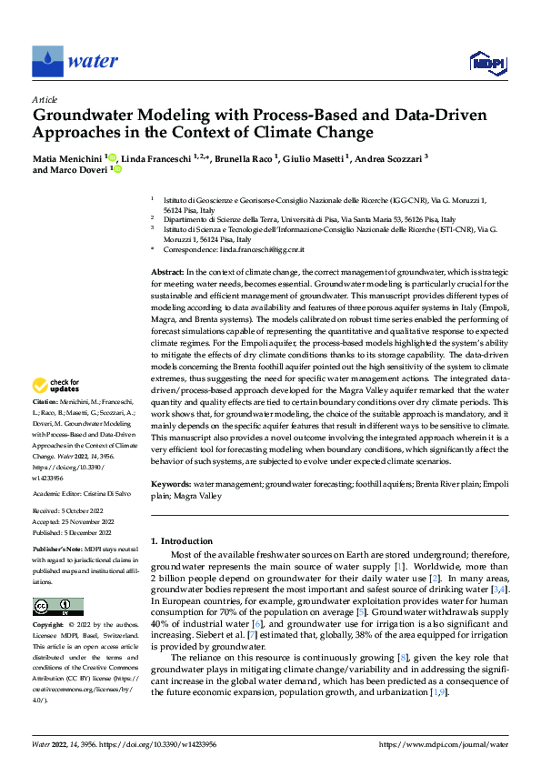 (PDF) Groundwater Modeling with Process-Based and Data-Driven Approaches in the Context of ...