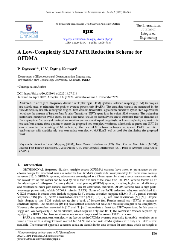 Pdf A Low Complexity Slm Papr Reduction Scheme For Ofdma Ratna