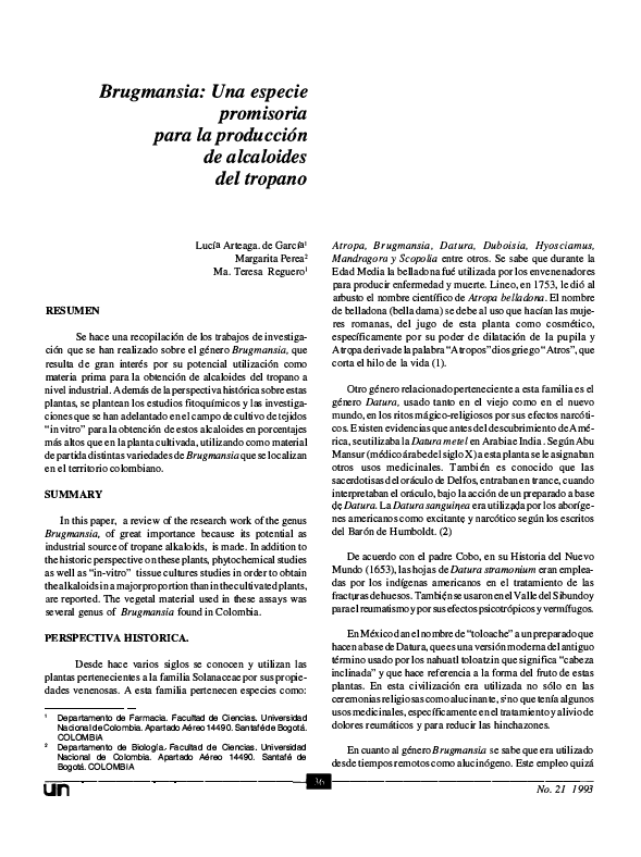 (PDF) Brugmansia: Una Especie Promisoria para la Producción de ...