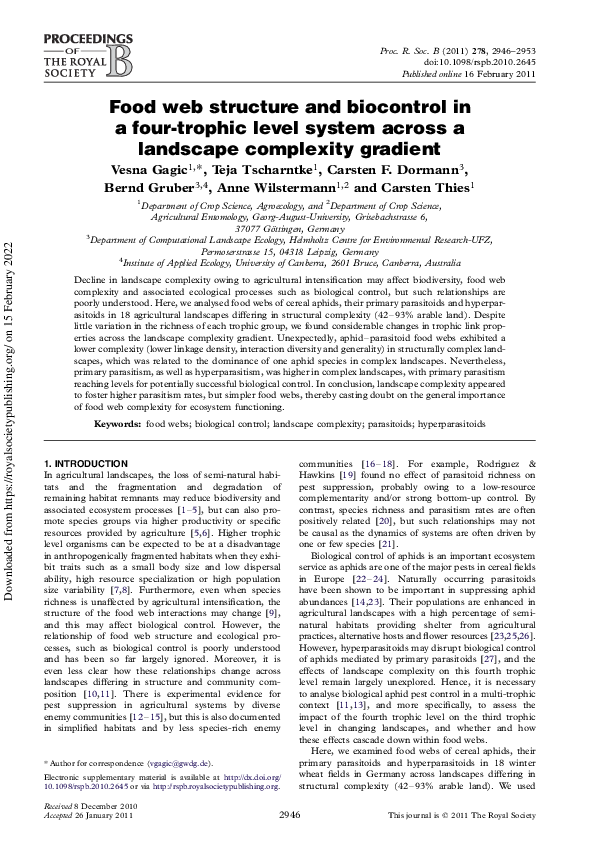 (PDF) Food web structure and biocontrol in a four-trophic level system ...