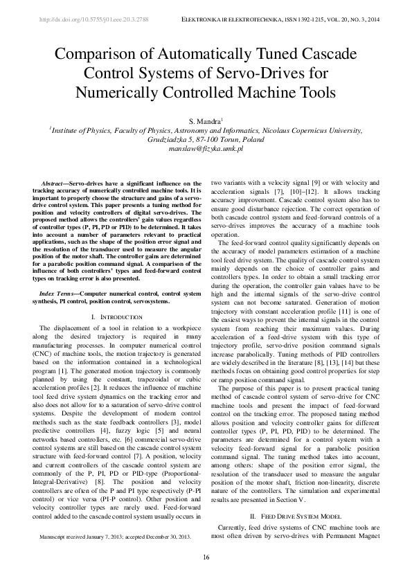 (PDF) Comparison of Automatically Tuned Cascade Control Systems of ...