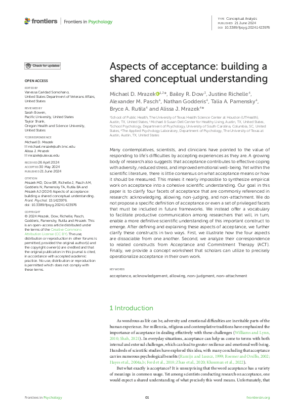 (PDF) Aspects of acceptance: building a shared conceptual understanding