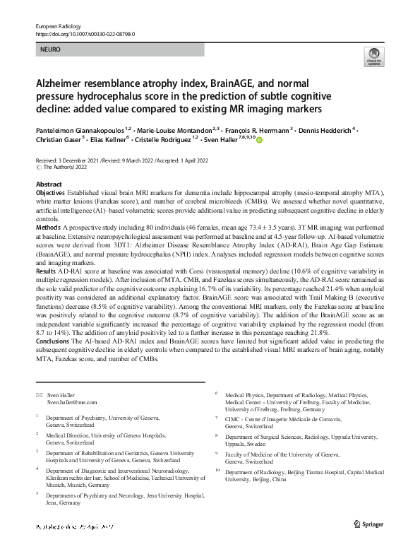 (PDF) Alzheimer resemblance atrophy index, BrainAGE, and normal pressure hydrocephalus score in ...
