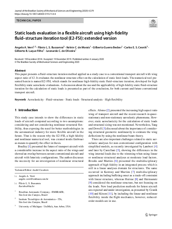 (PDF) Static loads evaluation in a flexible aircraft using high ...