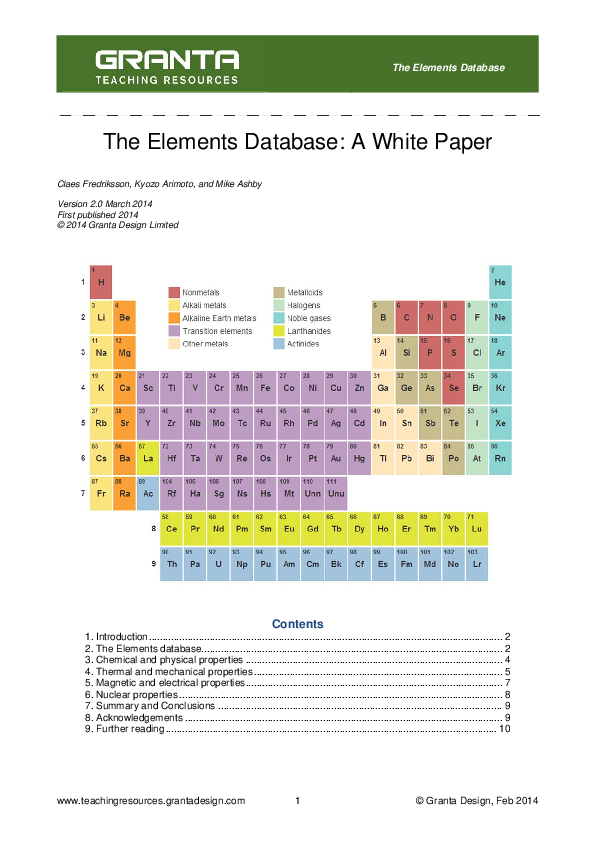 (PDF) The Elements Database: A White Paper