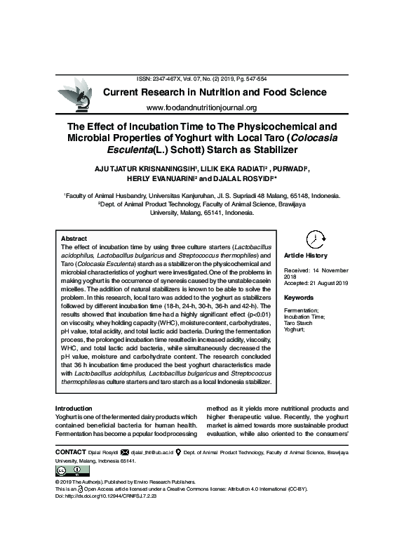 (PDF) The Effect of Incubation Time to The Physicochemical and ...