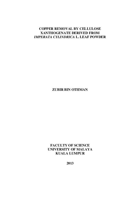 (PDF) Copper removal by cellulose xanthogenate derived from Imperata ...