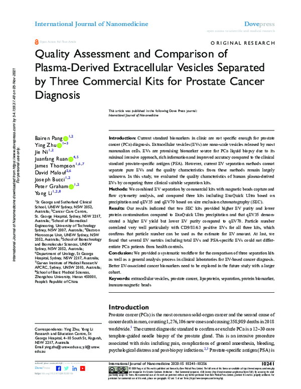 (PDF) Quality Assessment and Comparison of Plasma-Derived Extracellular ...