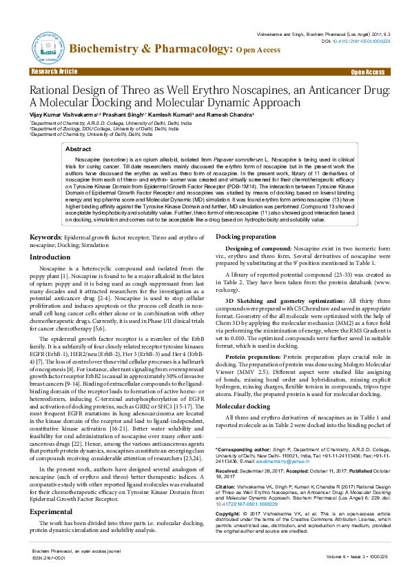(PDF) Rational Design of Threo as Well Erythro Noscapines, an ...