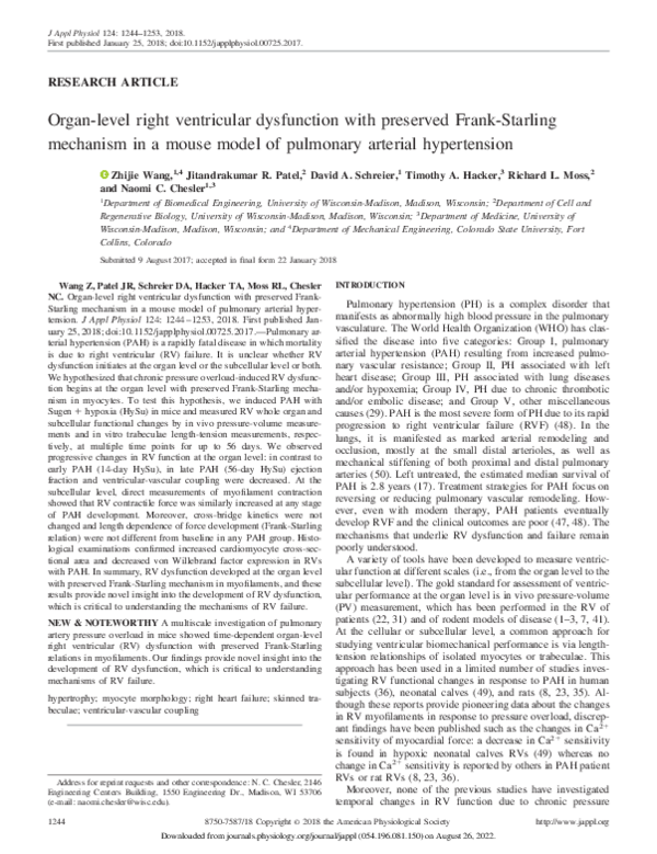 (PDF) Organ-level right ventricular dysfunction with preserved Frank ...