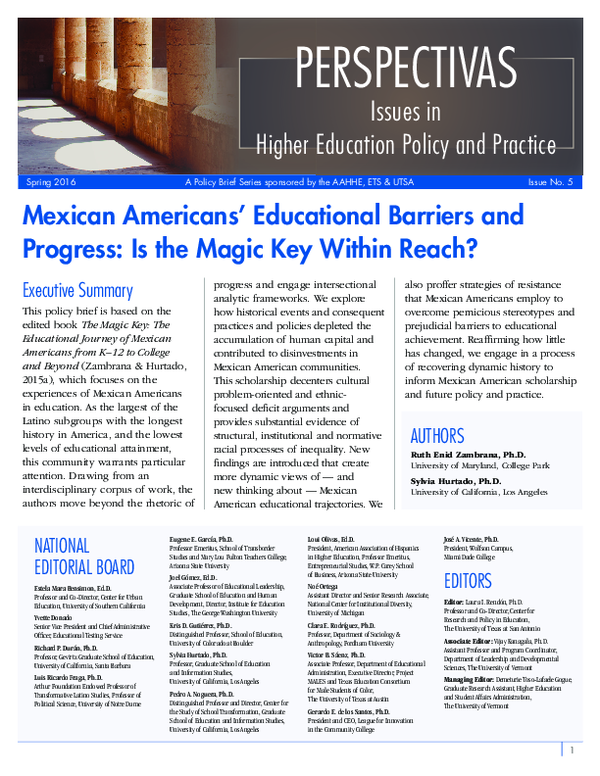 (PDF) Mexican Americans' Educational Barriers and Progress: Is the ...