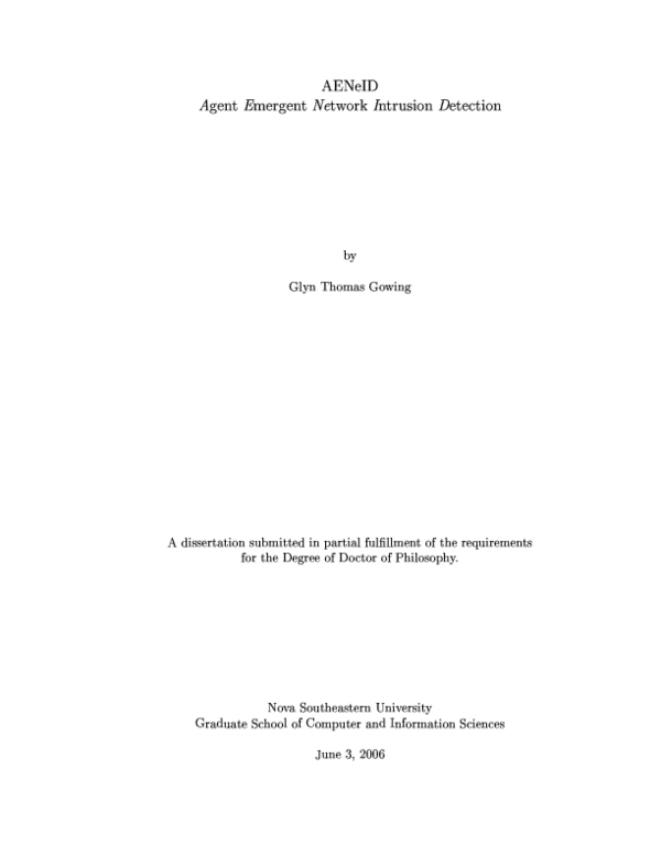 (PDF) AENeID Agent Emergent Network Intrusion Detection